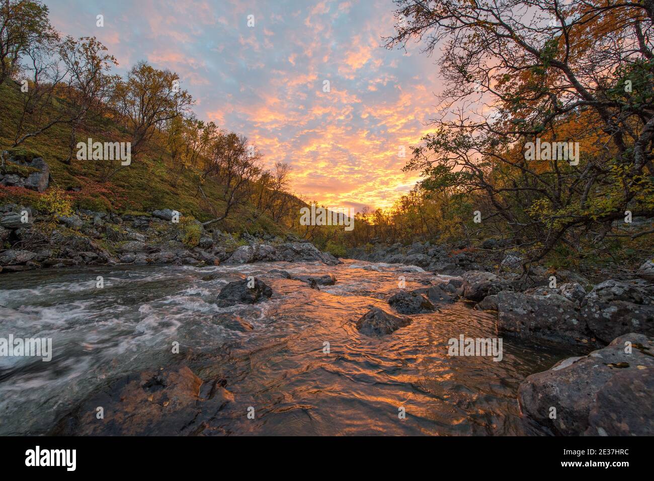 Sunset over salmon river Stock Photo - Alamy