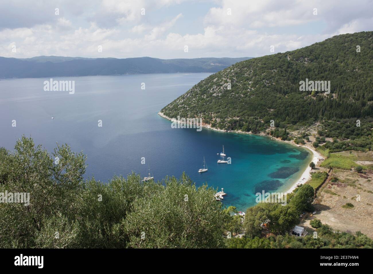 Yacht harbor at Vathi Ithaki on the island of Ithaca Greece, Ionian Sea ...