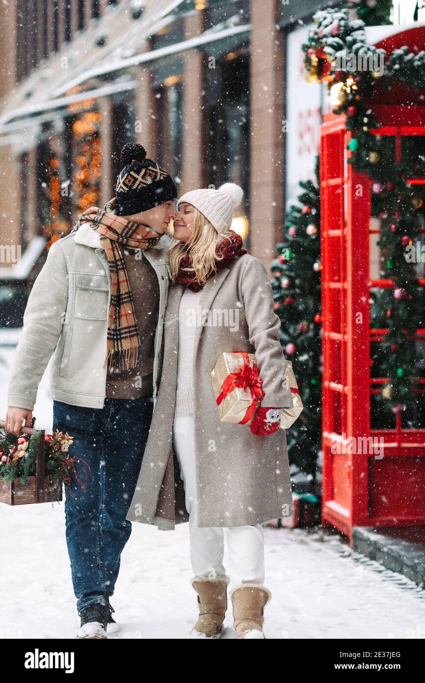 Romantic Couple In Snow