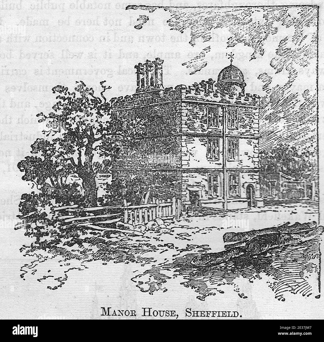 Manor House, Sheffield, Yorkshire, UK An etching, engraving or ...