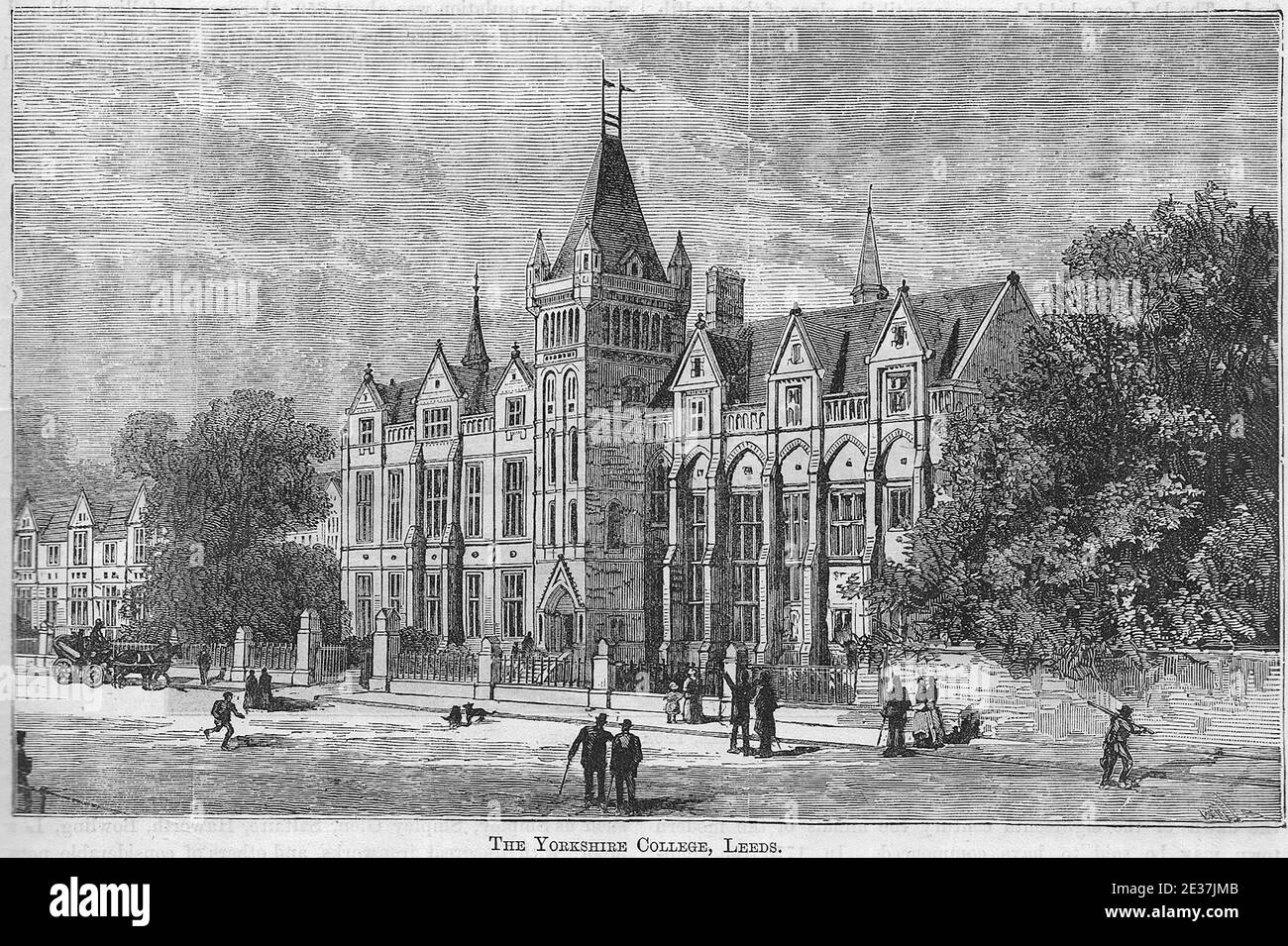 The Yorkshire College, Leeds, Yorkshire, UK. An etching, engraving or ...