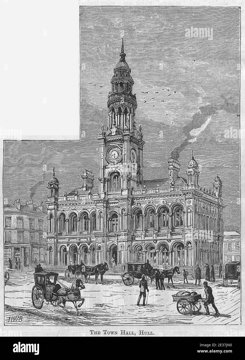 The Town Hall, Hull. An etching, engraving or lithograph from the ...