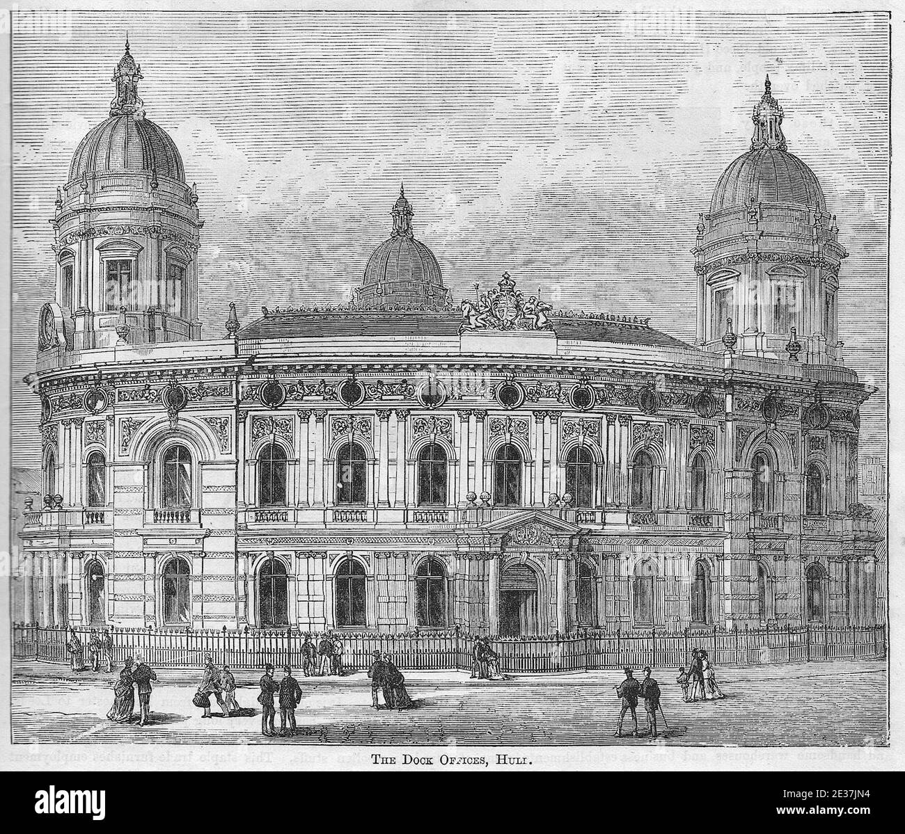 The Dock Offices, Hull. An etching, engraving or lithograph from the ...