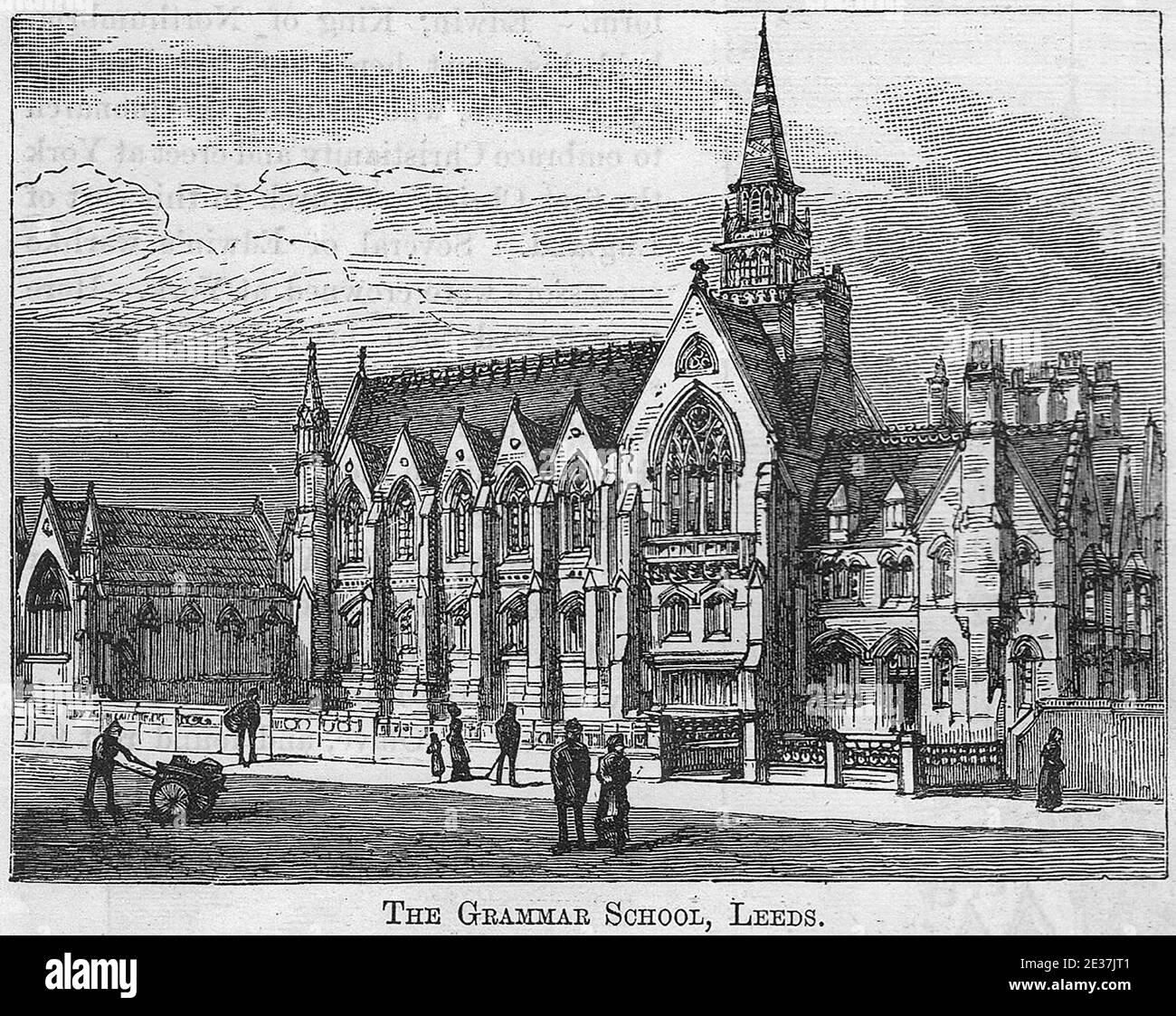 The Grammar School, Leeds, Yorkshire, UK. An etching, engraving or ...