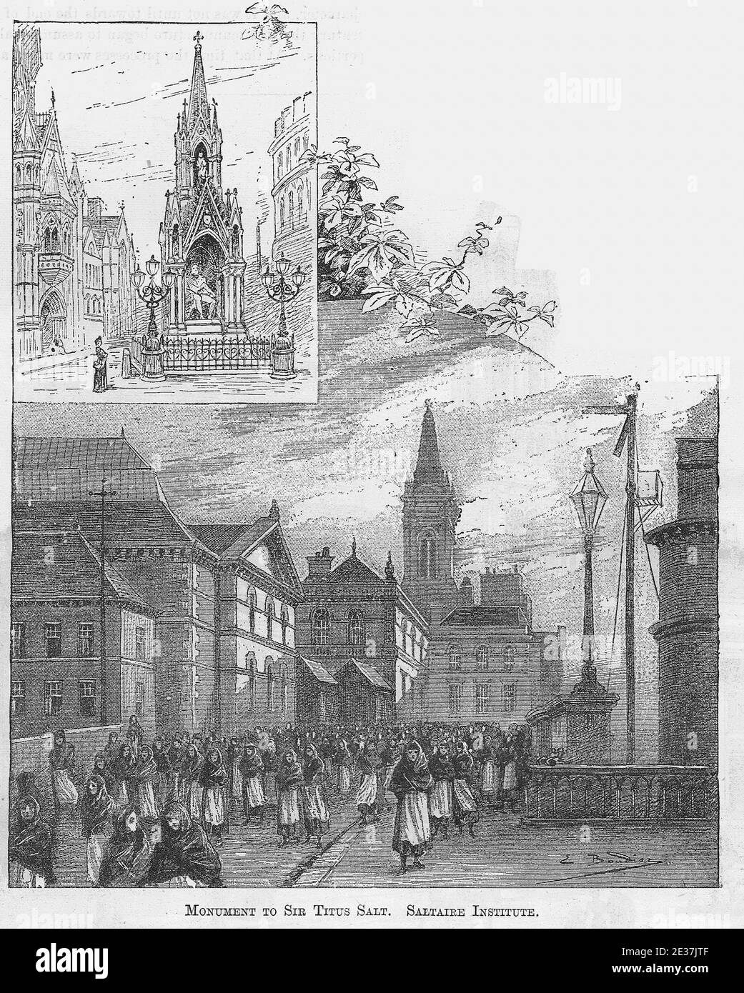 Monument to Sir Titus Salt, Saltaire Institute, Yorkshire, UK. An ...