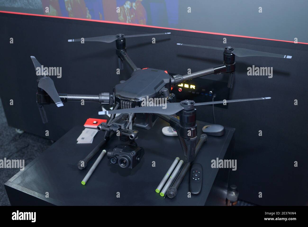 Pro quadcopter with dual lens camera. designed for examining industrial ...
