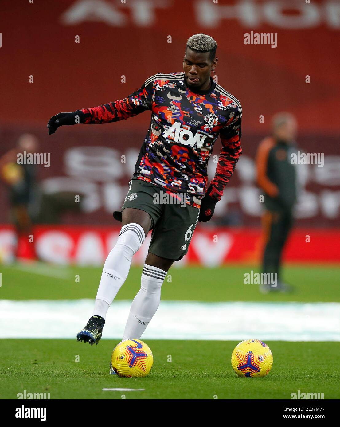 Manchester United's Paul Pogba warming up before the Premier League ...