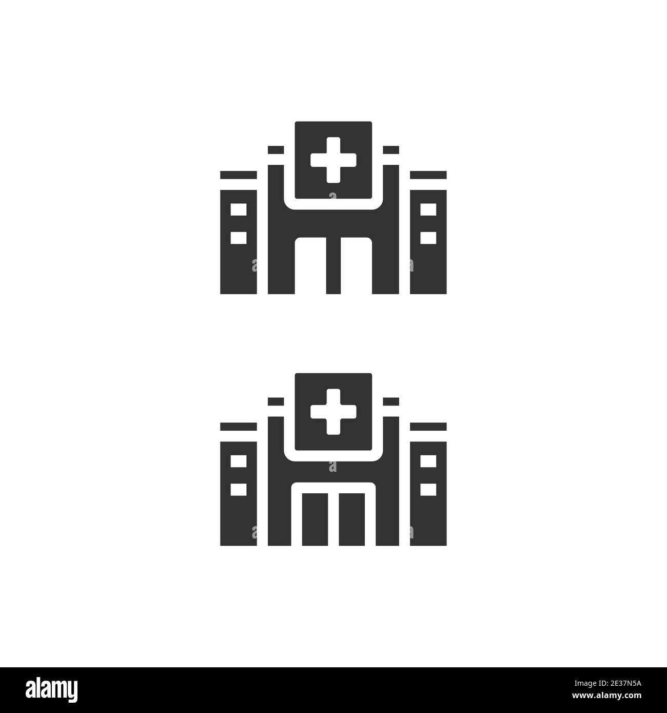 Hospital building black vector icon. Medical cross with clinic simple ...
