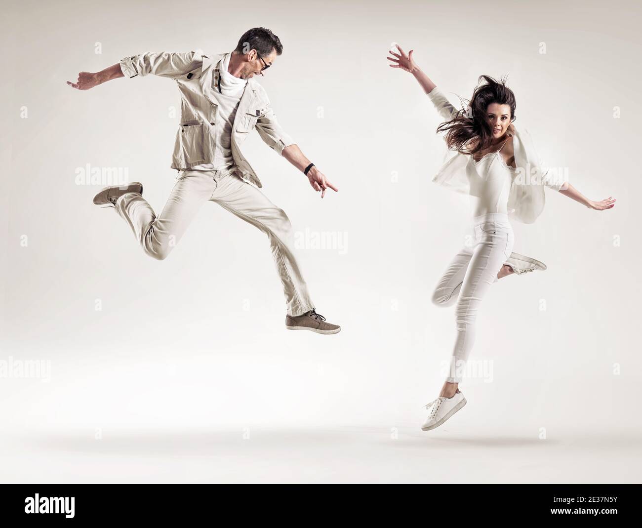 Two attractive, talented dancers perforimg the dance show Stock Photo ...