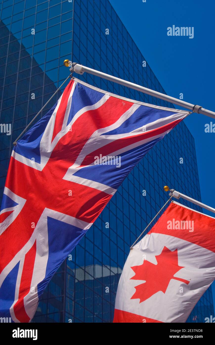 British Flag and Canadian Flag Hanging from Building, Ottawa, Ontario ...
