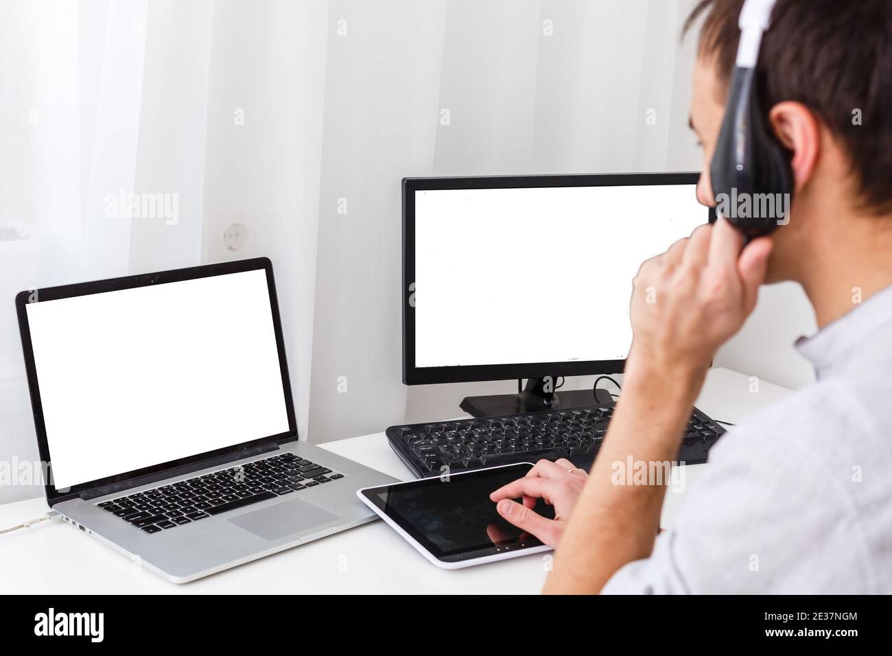 Person At Computer Back