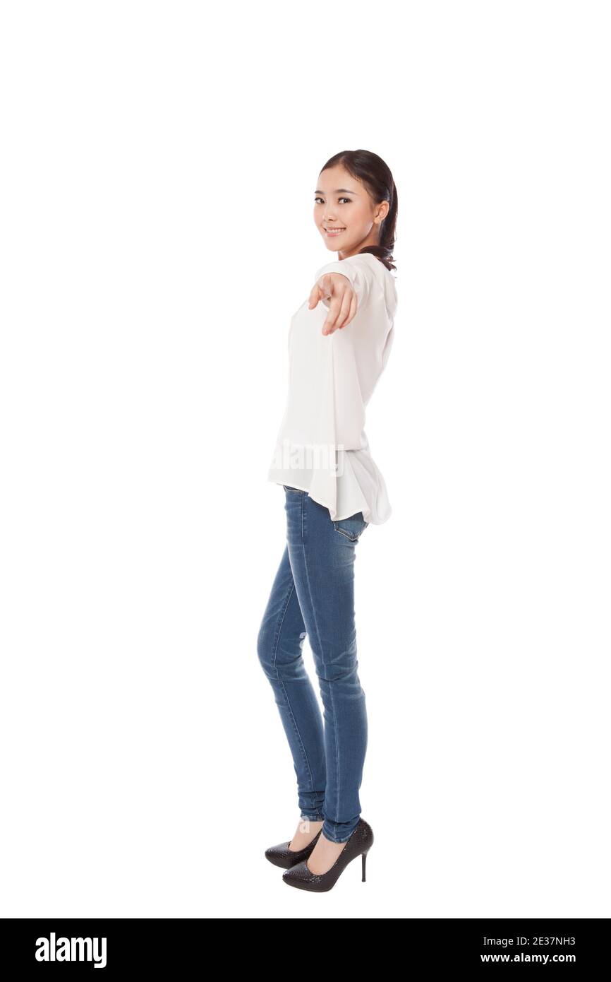 Woman back portrait standing turning Cut Out Stock Images & Pictures ...