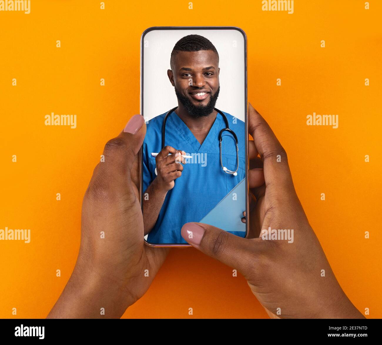 Therapist Consulting Female Patient Online Via Video Call On Smartphone ...