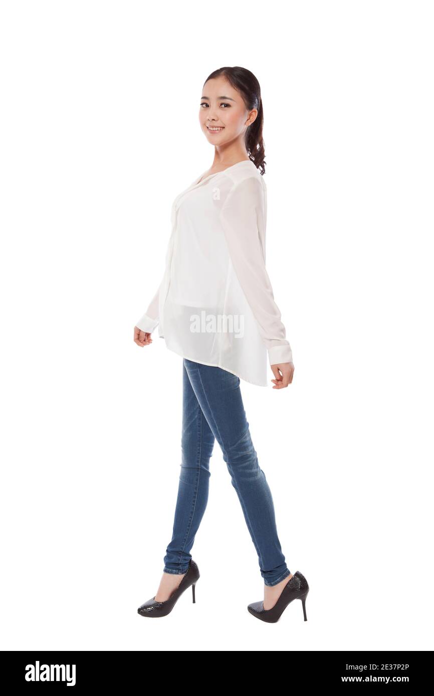 Woman back portrait standing turning Cut Out Stock Images & Pictures ...