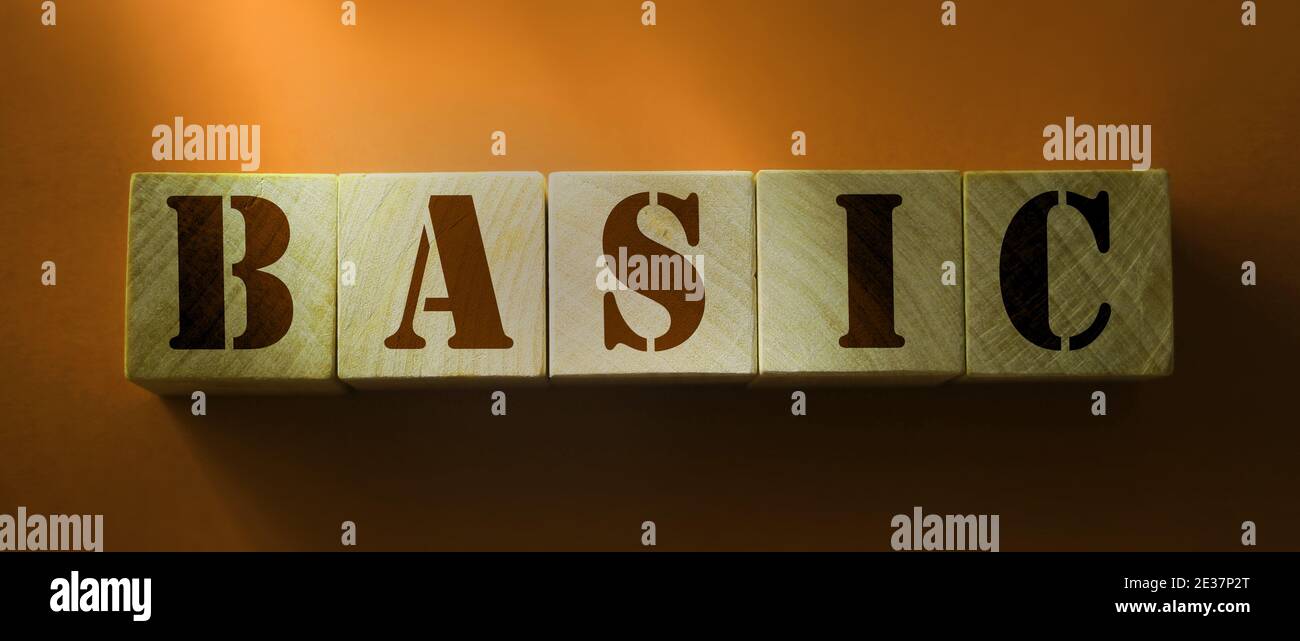 Basic word on wooden blocks. Elementary School educaion concept Stock ...
