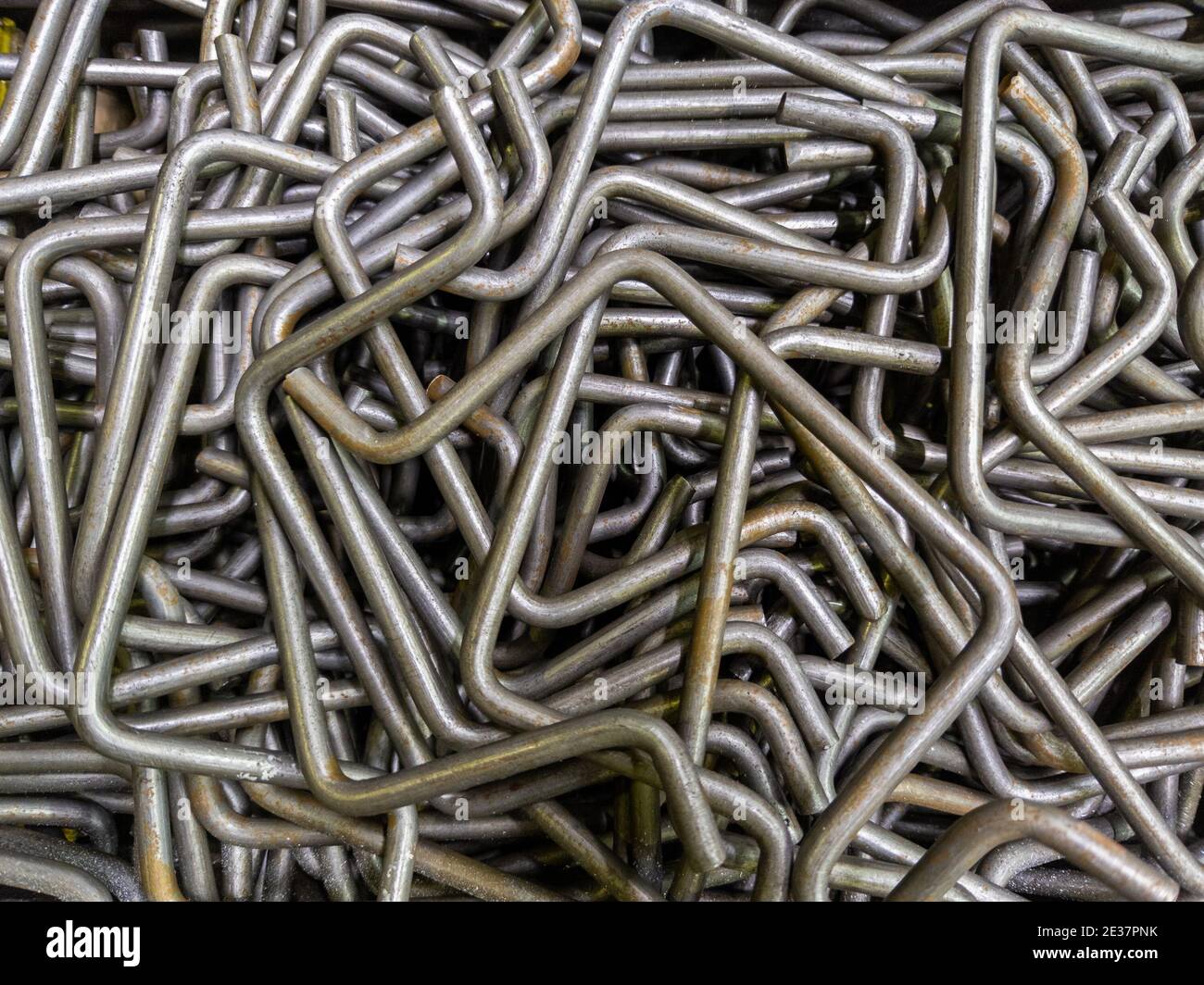 full frame abstract industrial background of bent steel rods Stock ...