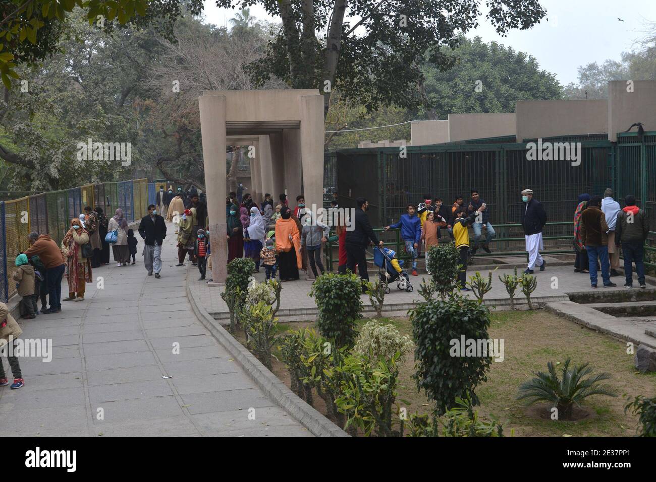 Lahore, Pakistan. 17th Jan, 2021. Pakistani visitors arriving at Lahore ...