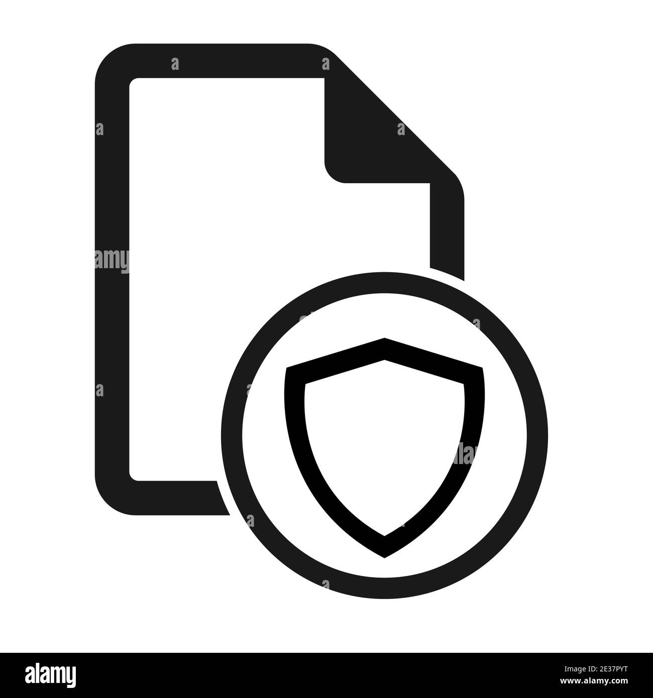 File flat icon with shield isolated on white background. Alert document ...
