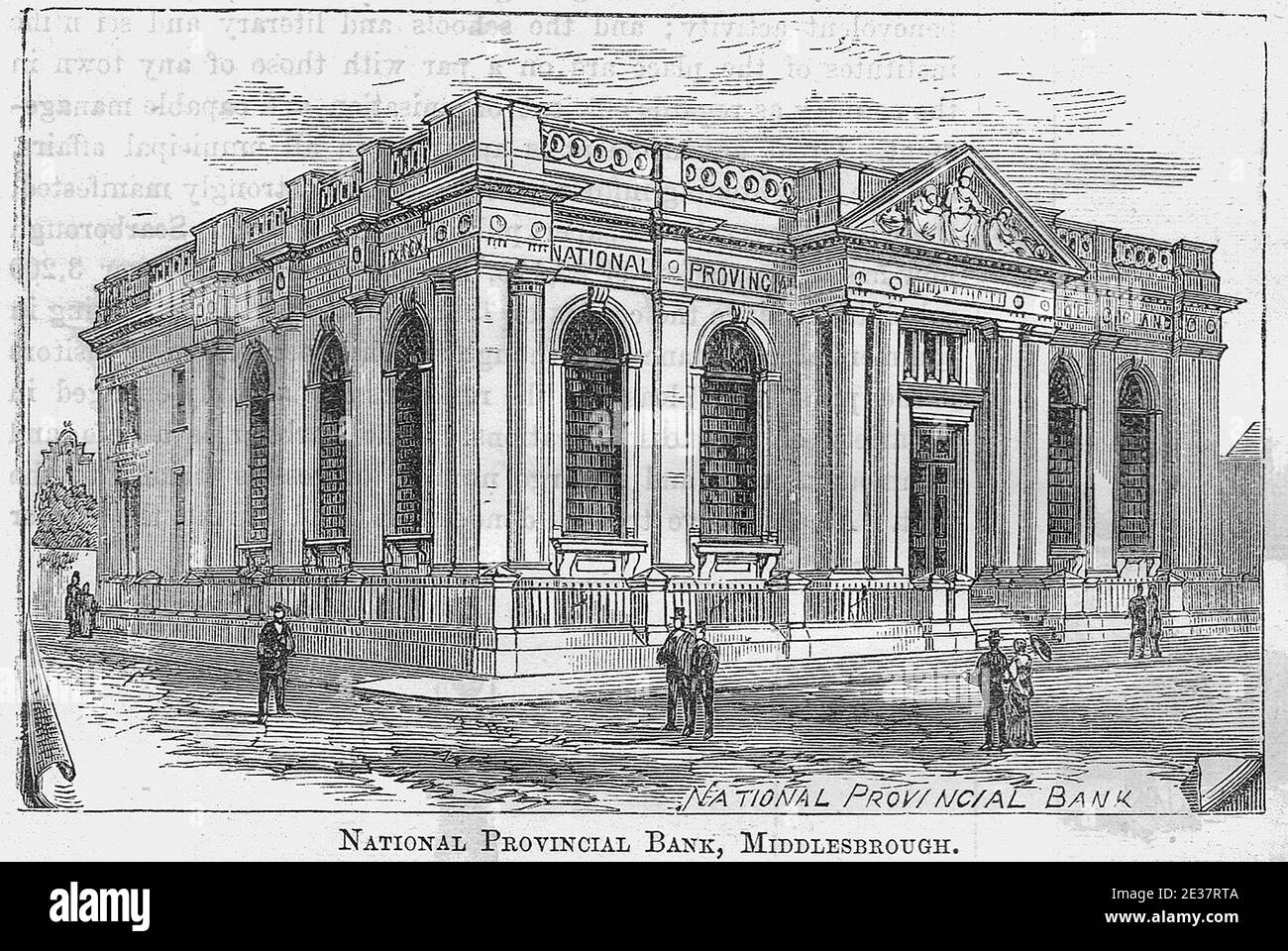 National Provincial Bank, Middlesbrough, UK. An etching, engraving or ...