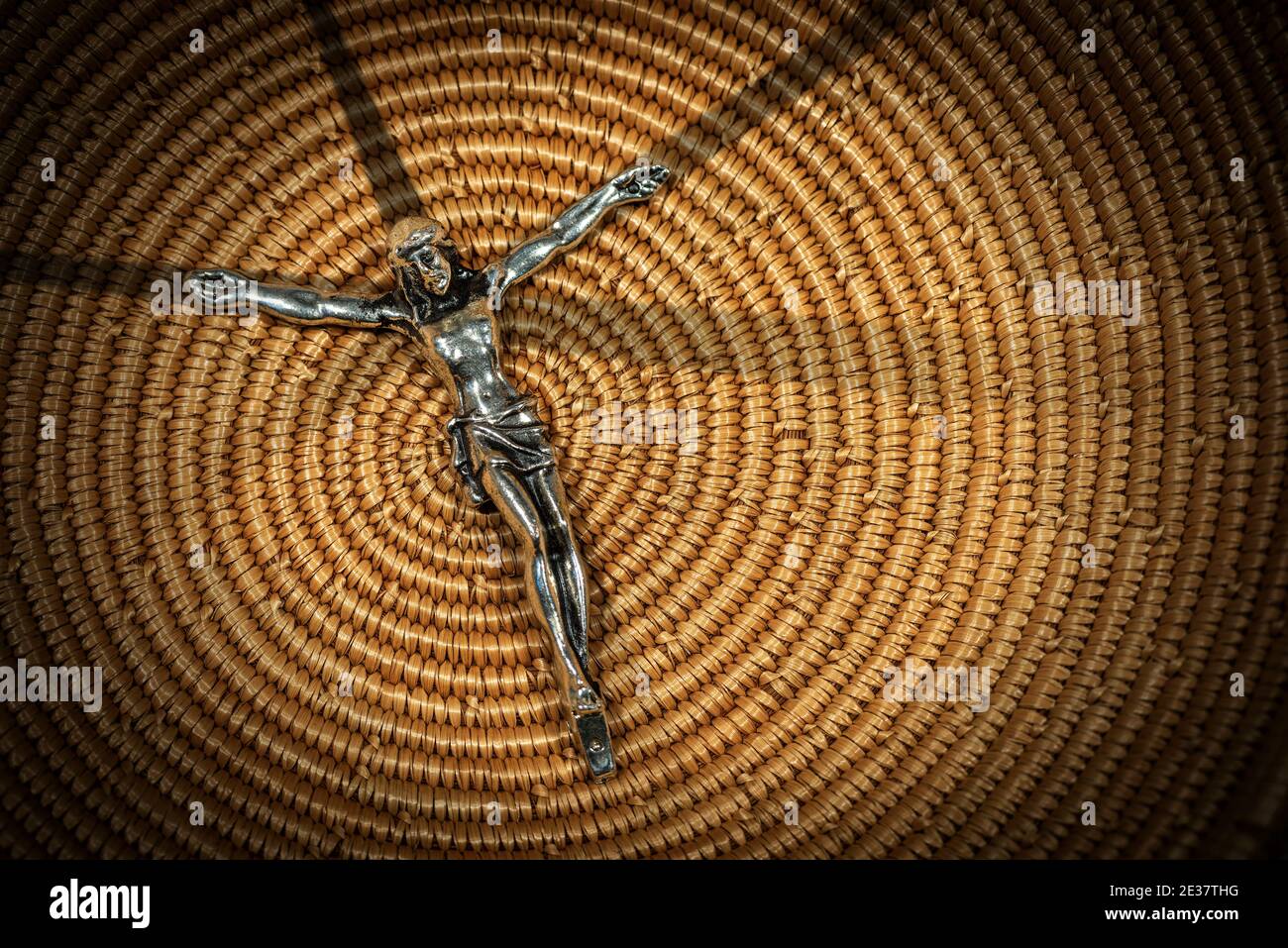 Jesus on the Cross. Closeup of a silver crucifix with cross made of ...