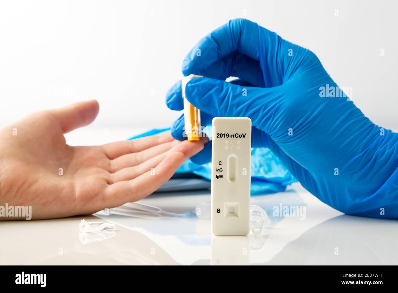 Positive COVID-19 test and laboratory sample of blood testing for ...