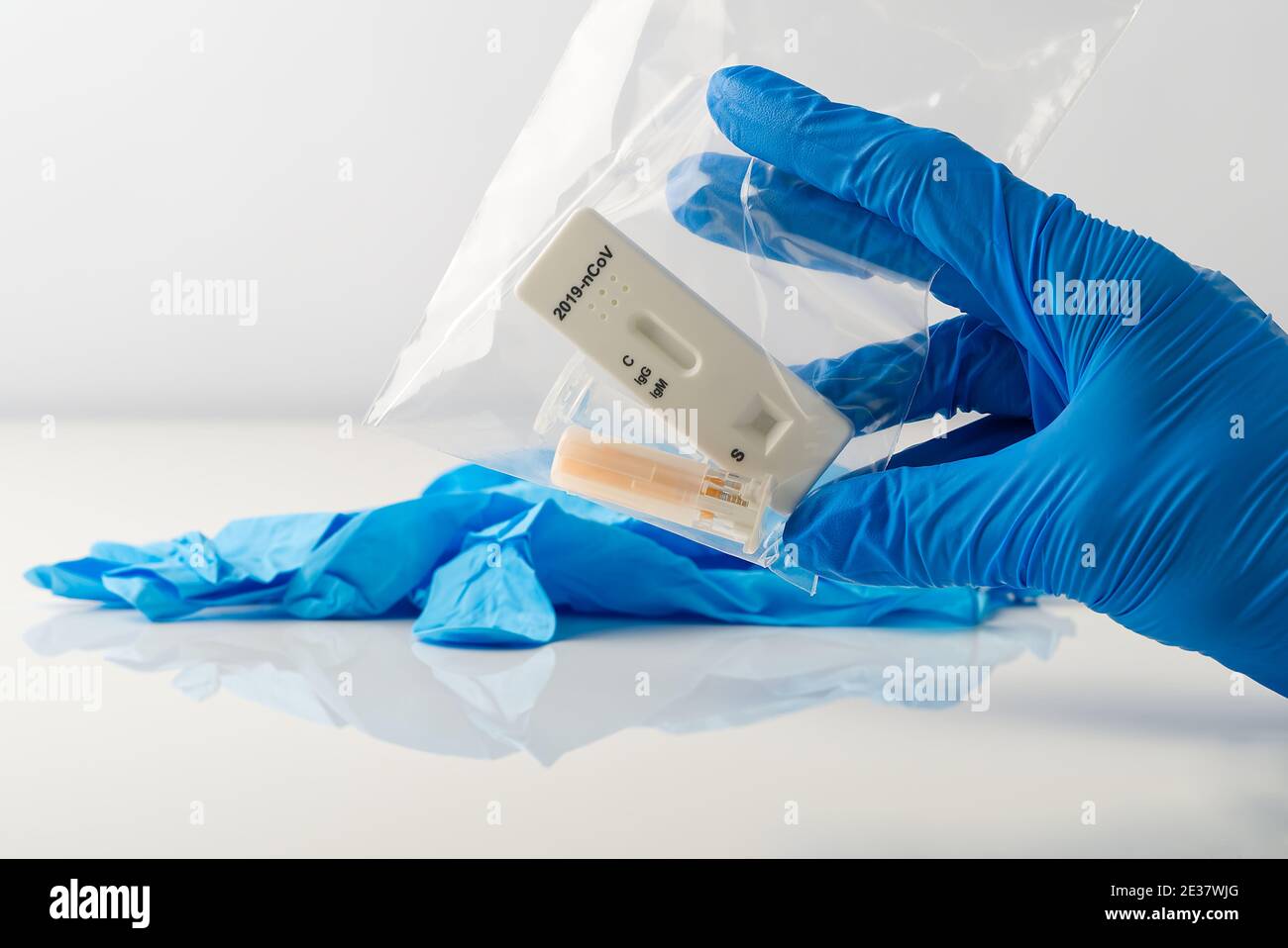 Positive COVID-19 test and laboratory sample of blood testing for ...