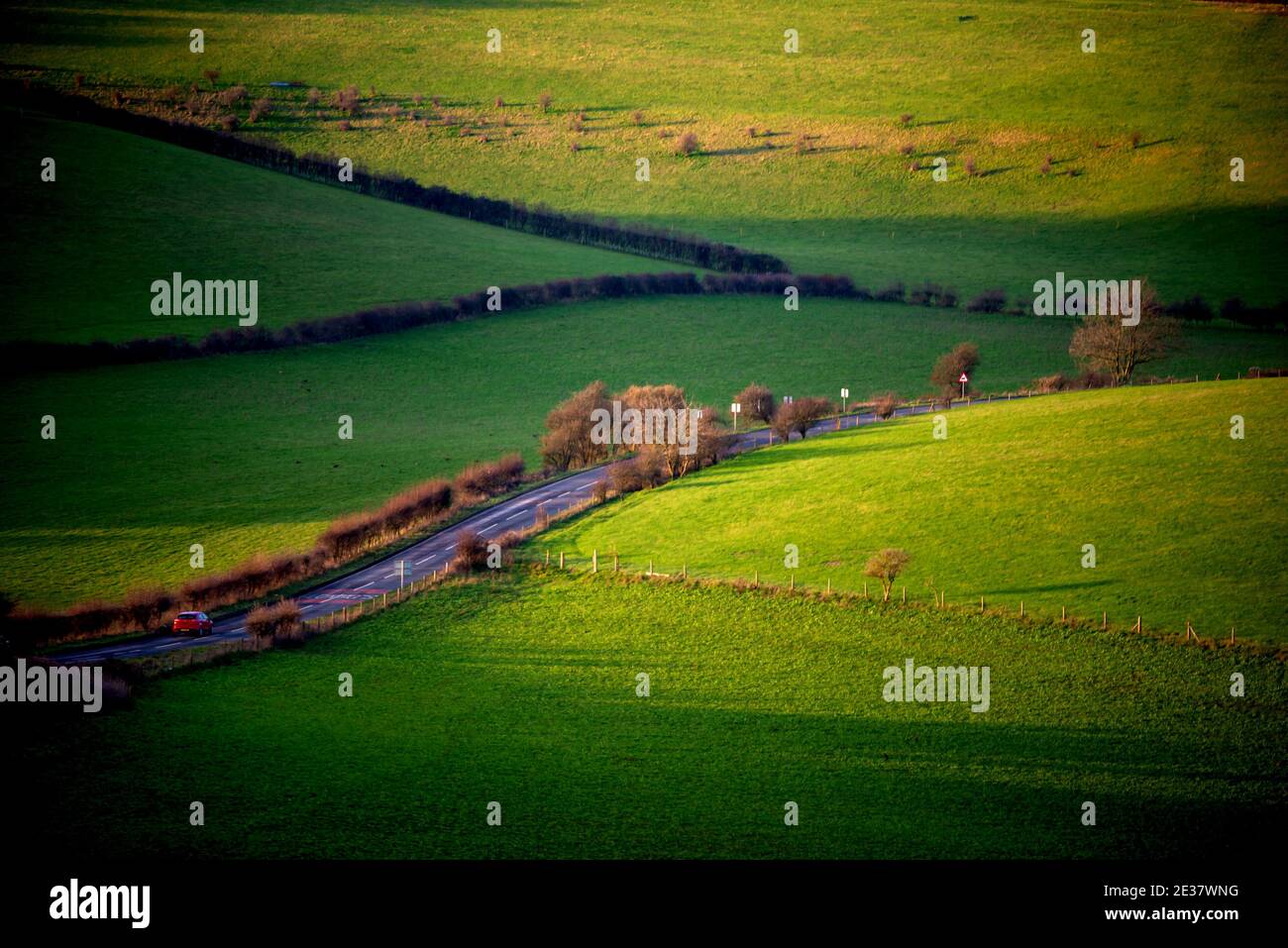 Brighton, January 15th 2021: The Sussex countryside at Saddlescombe ...