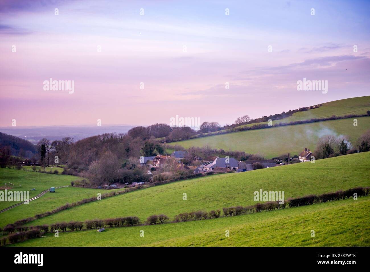 Brighton, January 15th 2021: The Sussex countryside at Saddlescombe ...