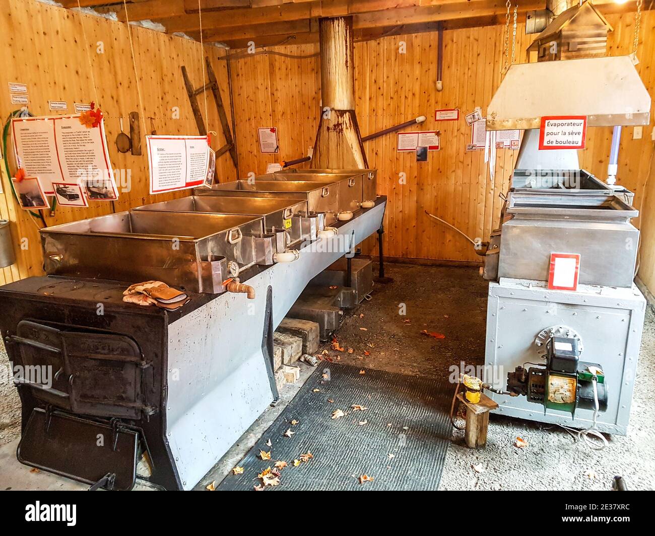 Interior of maple syrup extration house Stock Photo - Alamy