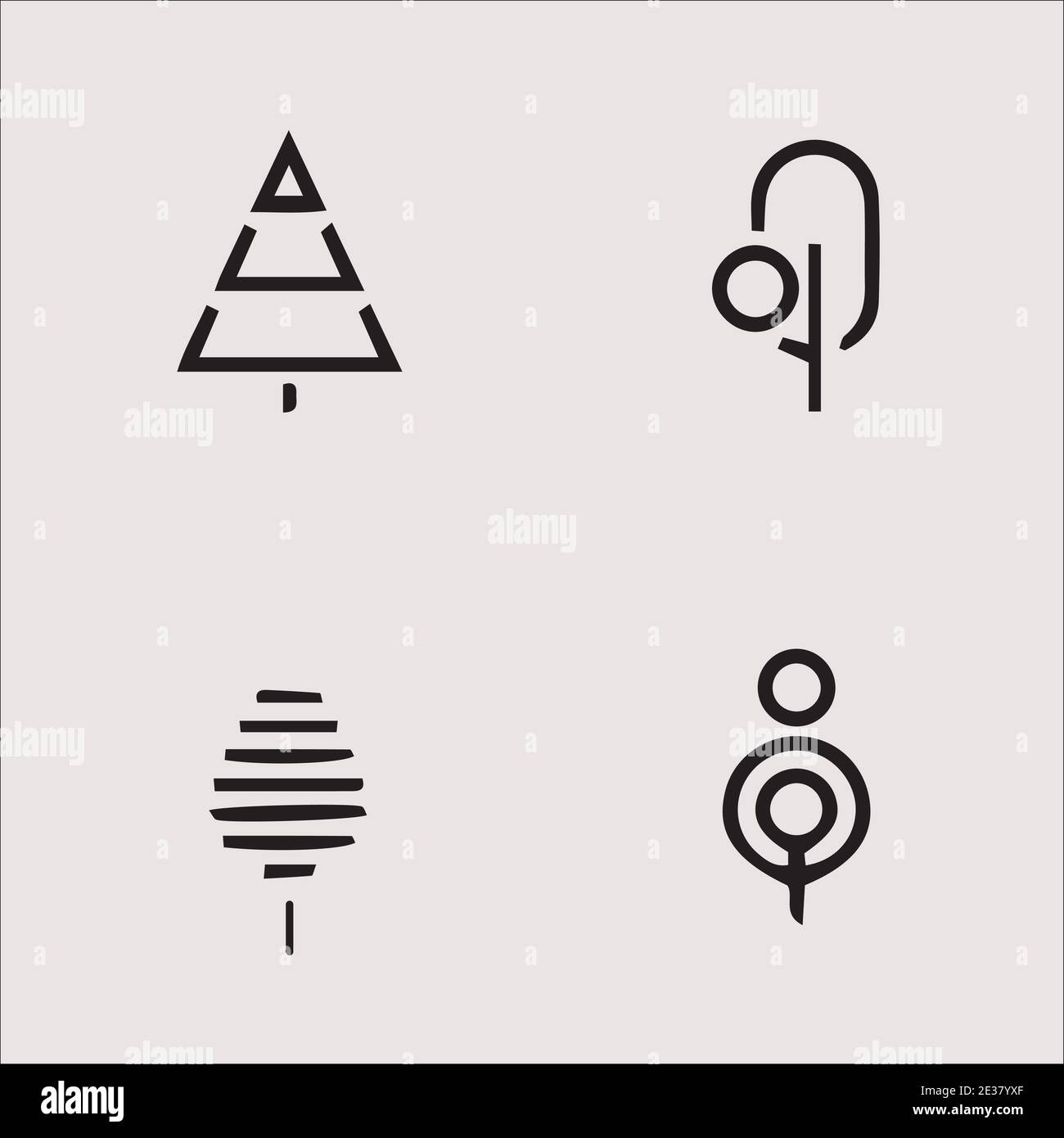 Tree line icons simple minimalist plant organic geometric abstract ...