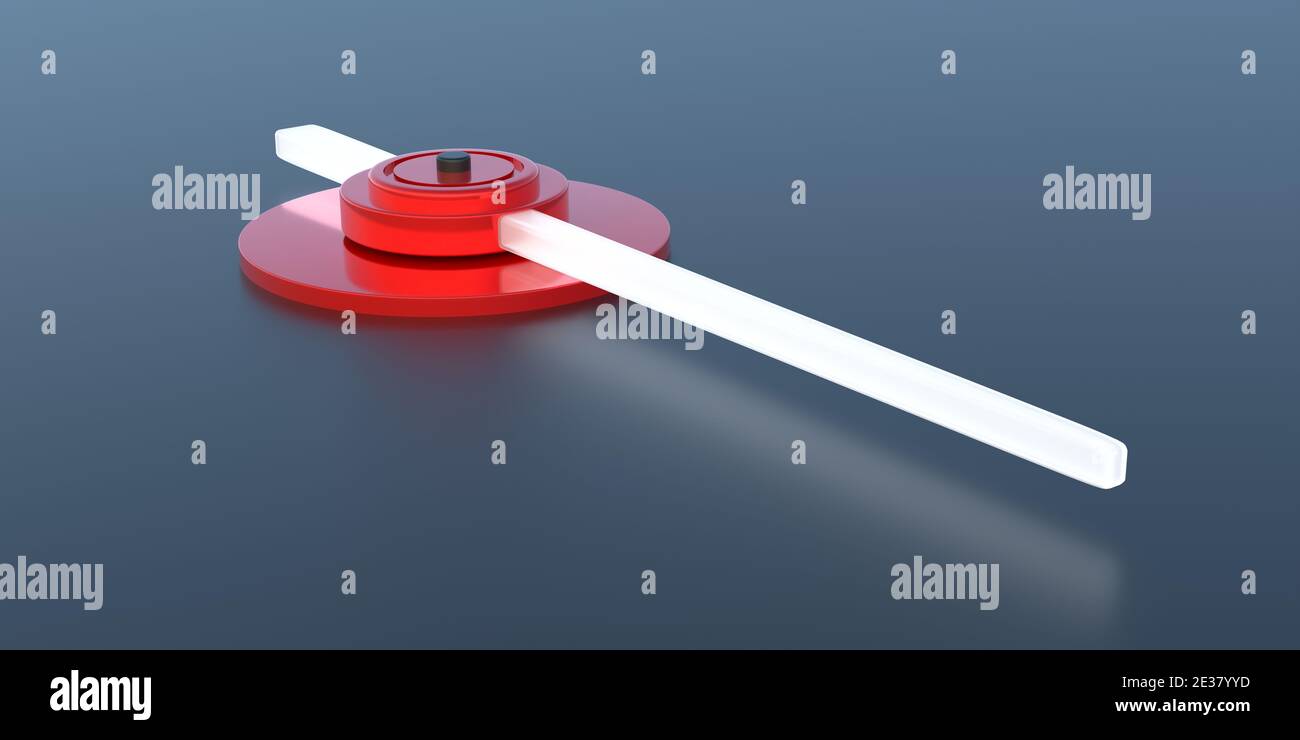 Speedometer needle closeup on blank blue background. Car dashboard dial ...