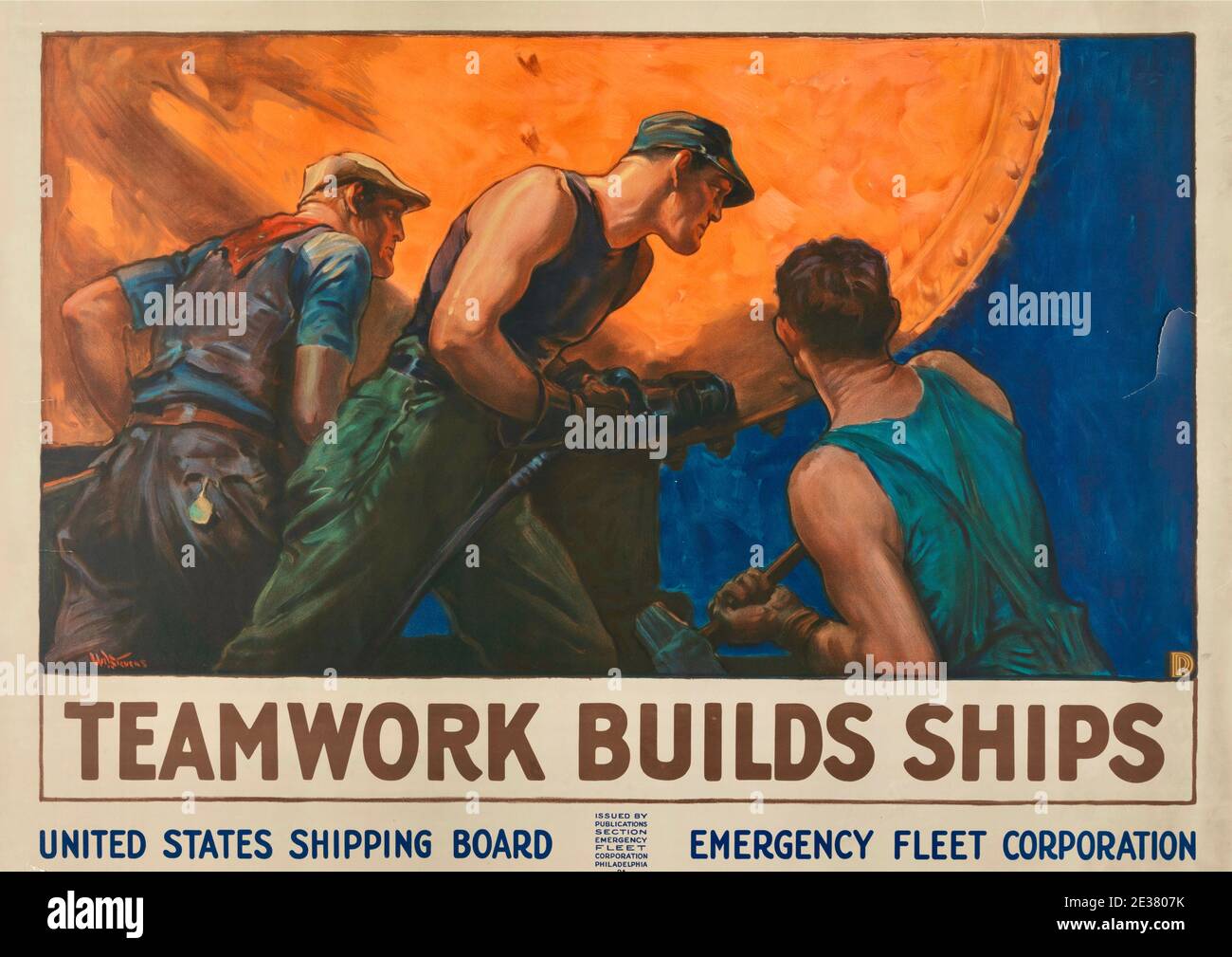 Vintage teamwork poster from USA Stock Photo - Alamy
