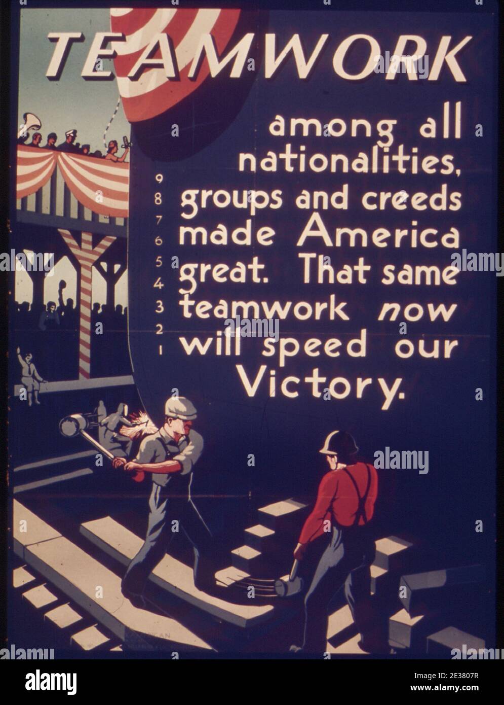 Vintage teamwork poster from USA Stock Photo - Alamy