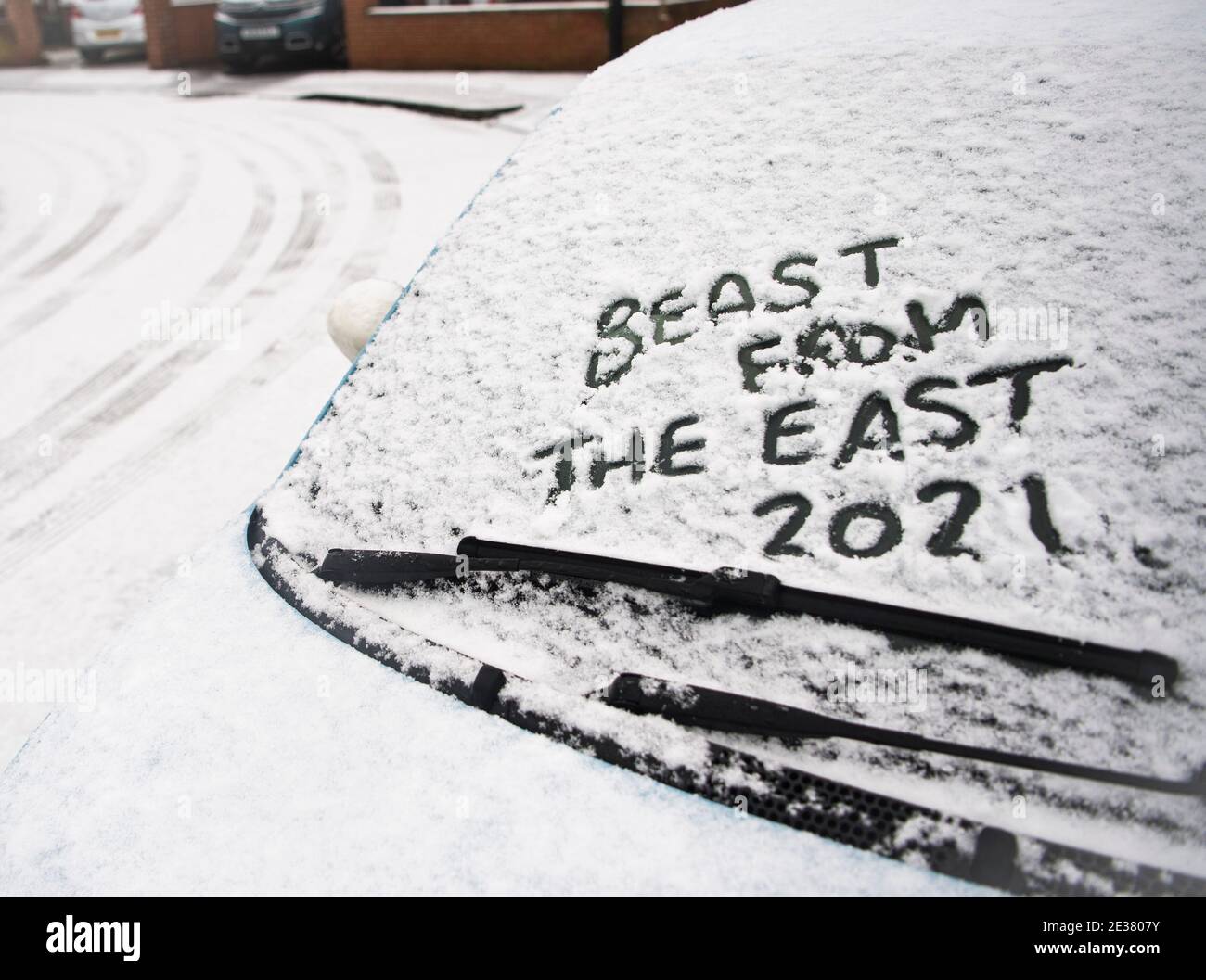 Middlesbrough, UK. Saturday 2nd January 2021: Heavy snow showers ...
