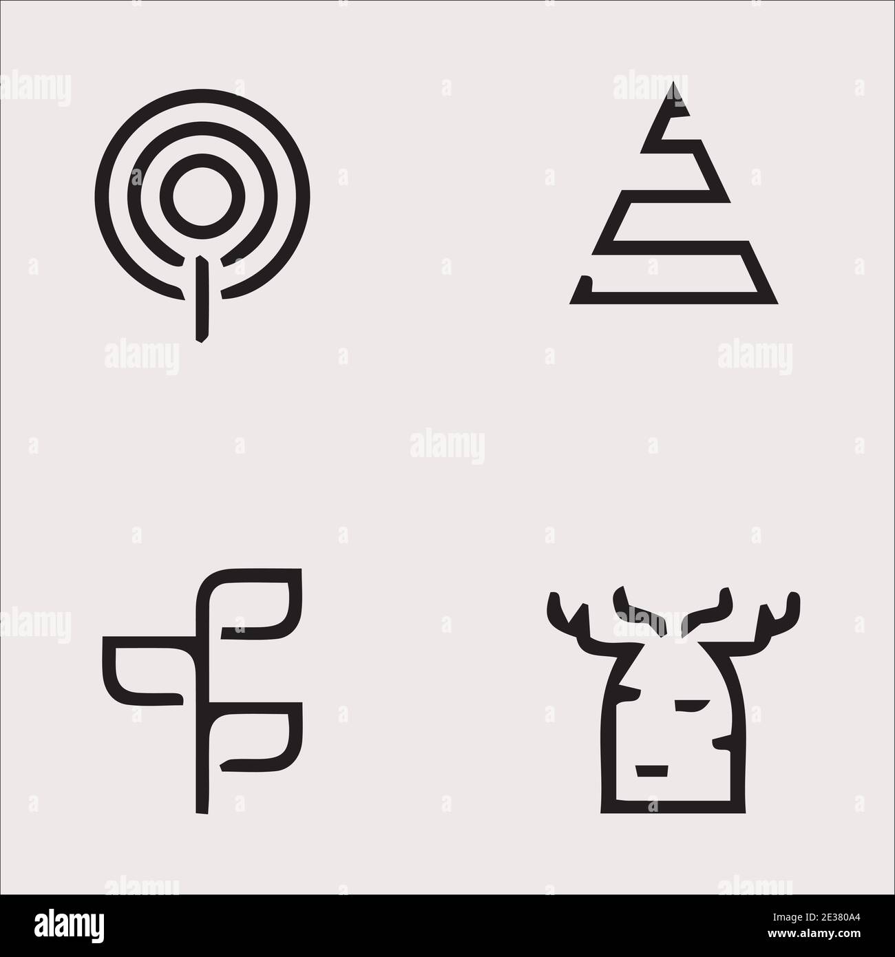 Tree line icons simple minimalist plant organic geometric abstract ...