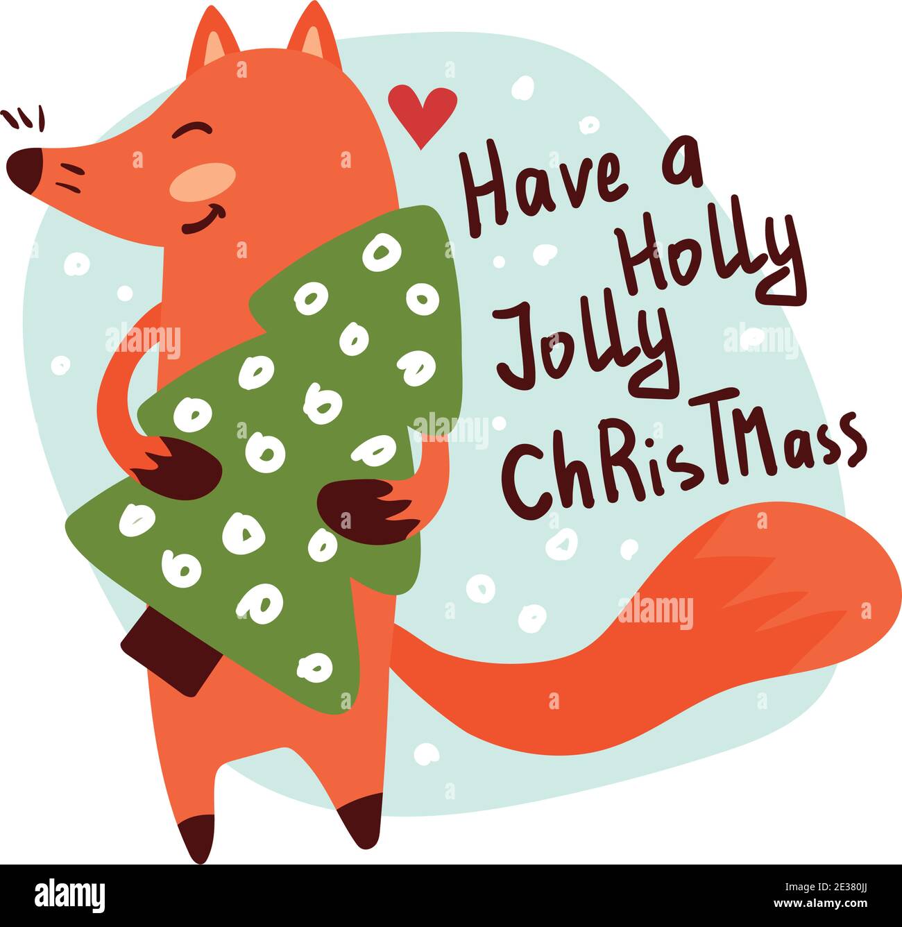 Smiling fox character holding fir tree, funny forest animal vector ...