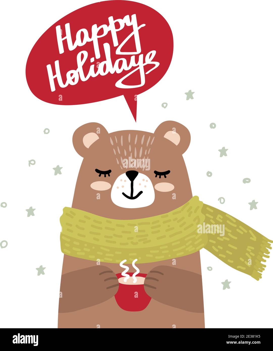 Christmas Card with Cute Bear Vector illustration Stock Vector Image ...