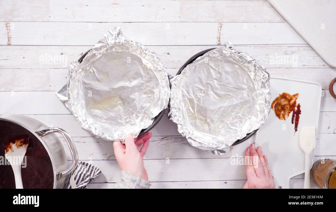 Step step greasing baking pan hi-res stock photography and images - Alamy