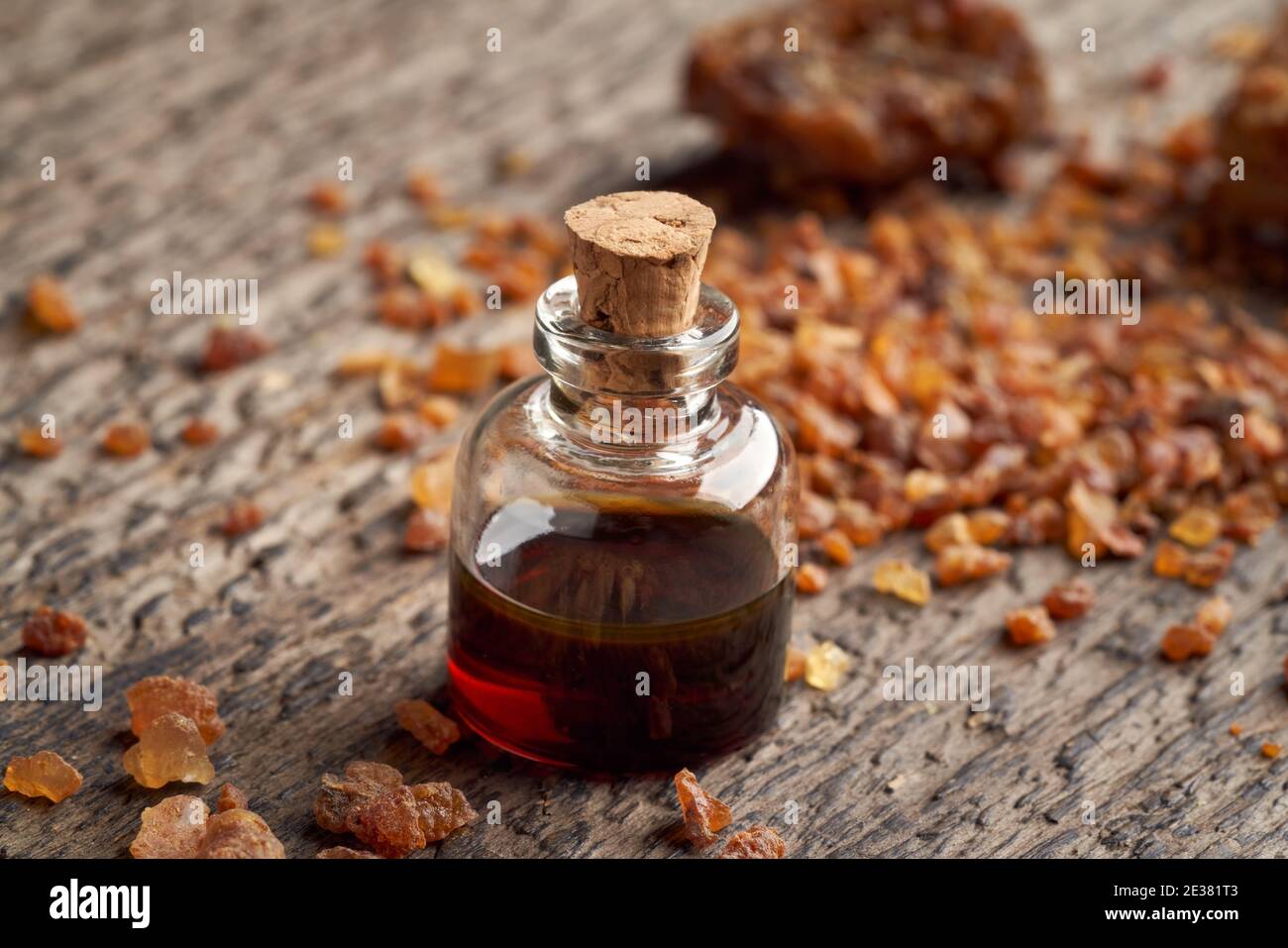 A bottle of myrrh essential oil and resin Stock Photo - Alamy