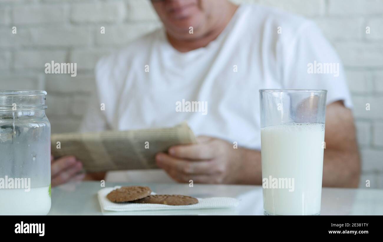 Image with a Glass with Fresh Milk at Breakfast in a Morning Stock ...
