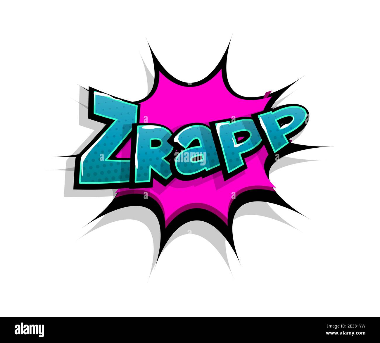 Lettering Zrap wow. Comic text logo sound effects. Vector bubble icon ...