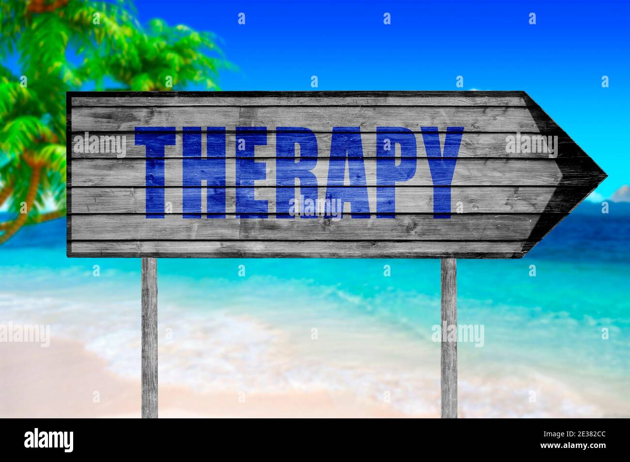Therapy wooden sign with a beach on background Stock Photo - Alamy