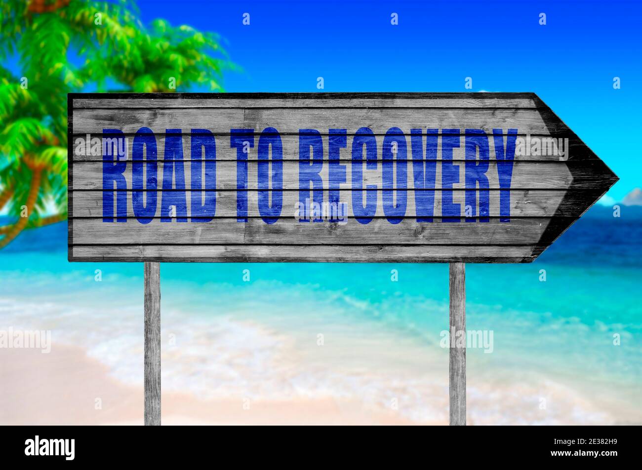 Road to Recovery wooden sign with on a beach background Stock Photo - Alamy