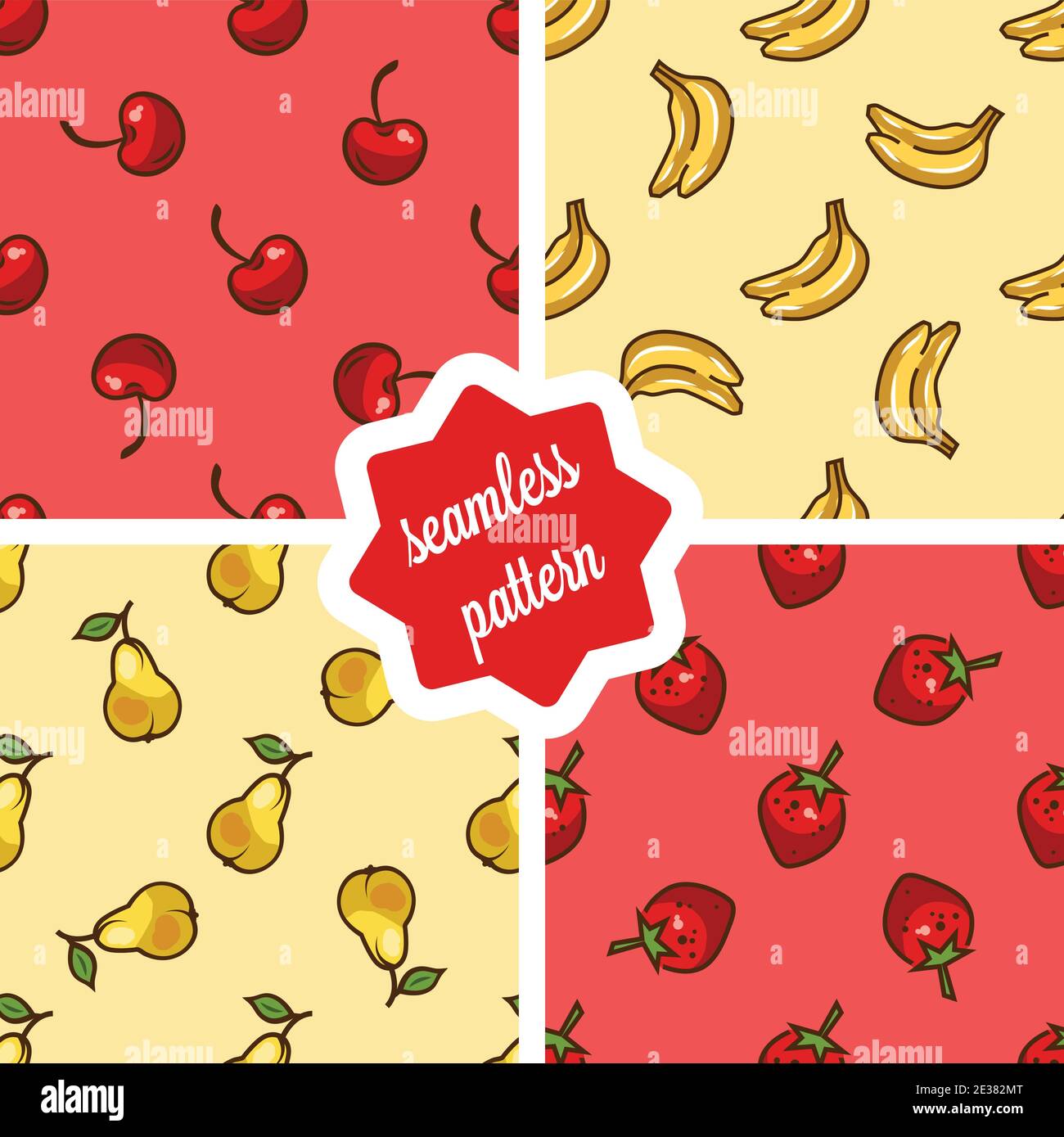 Seamless fruit and berry backgrounds set- vector patterns with banana ...