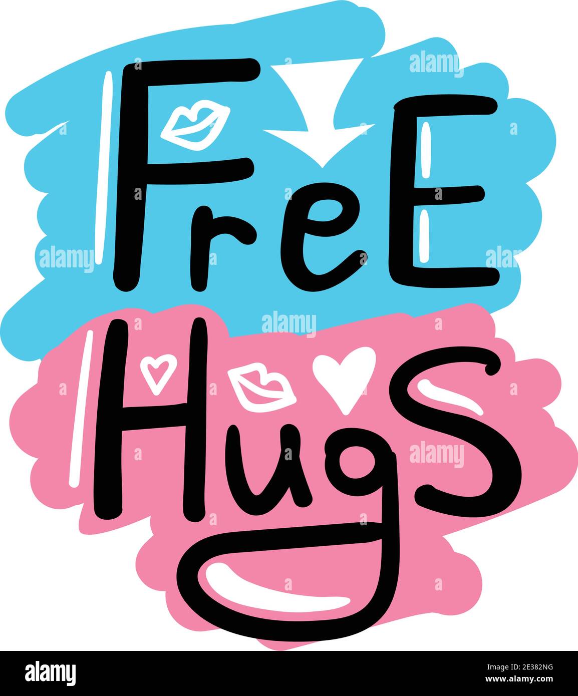 Free hugs. Love. Bright letters quote. Beautiful offer lettering ...