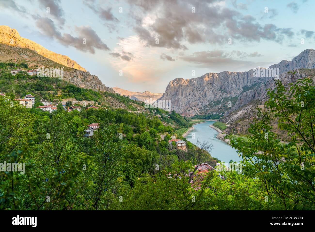 Aerial landscape view of Kemaliye town between valley in Kemaliye or ...
