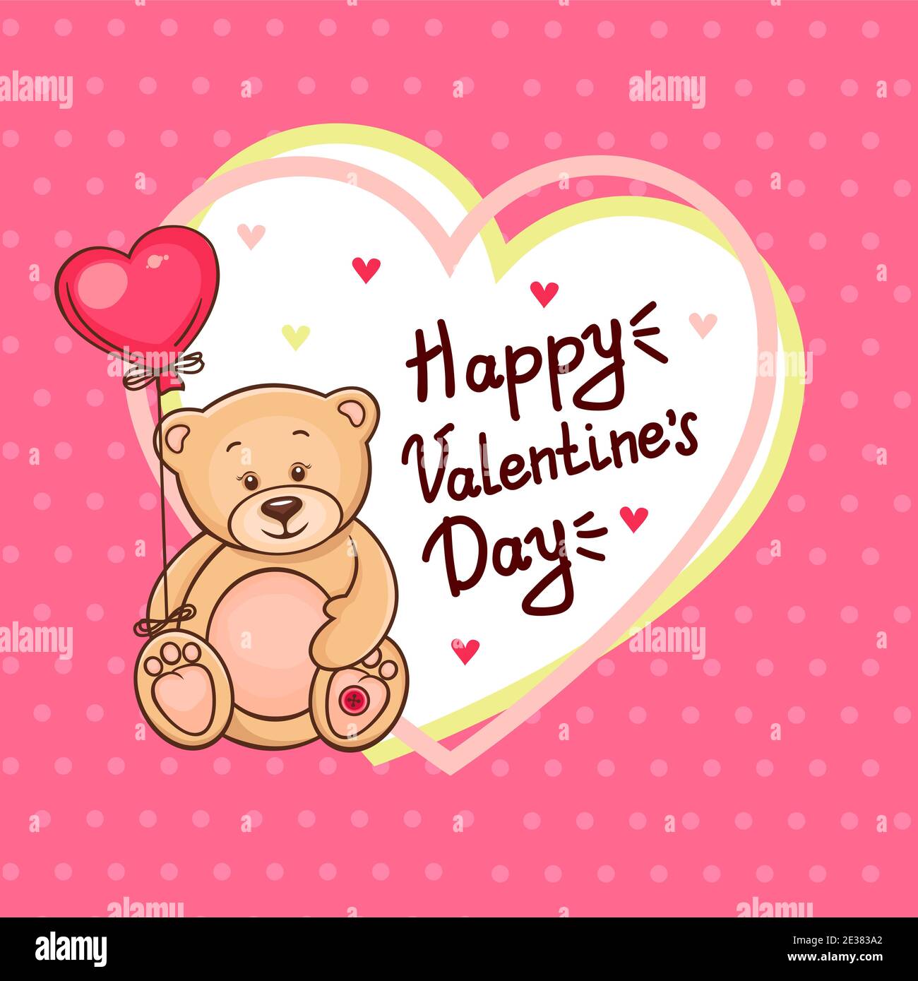 Cute Teddy bear and big heart and text, vector illustration Stock ...