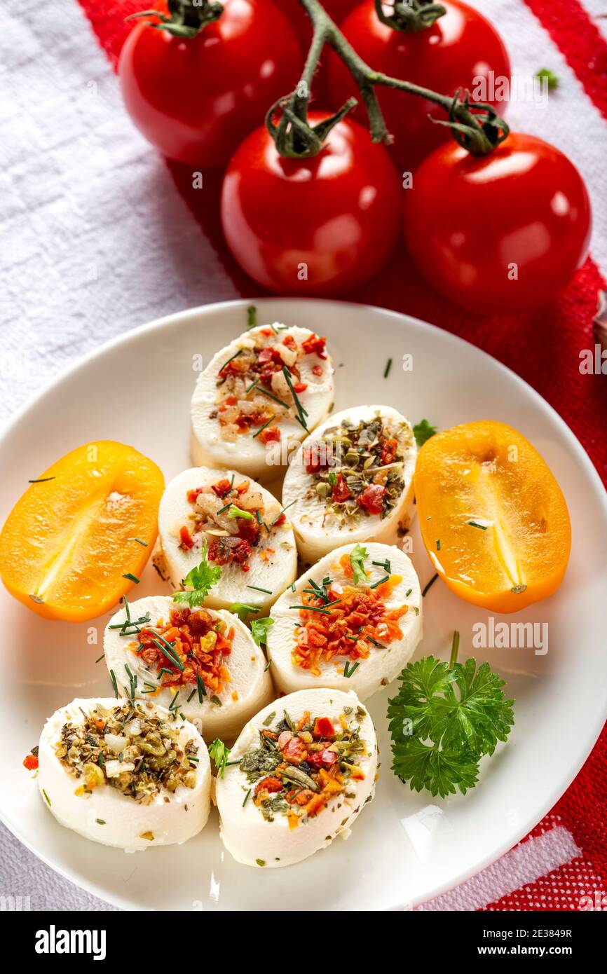 Appetizers cheese herbs red hi-res stock photography and images - Alamy