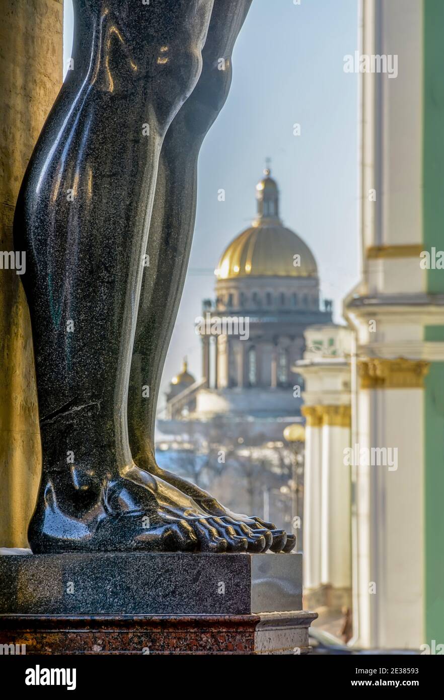 Details of the sculpture of the Atlanteans near the Hermitage in St ...