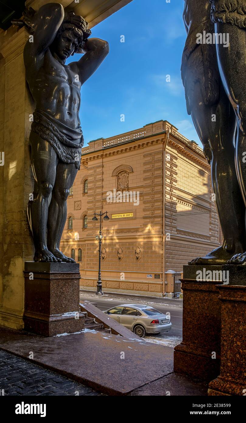 Details of the sculpture of the Atlanteans near the Hermitage in St ...